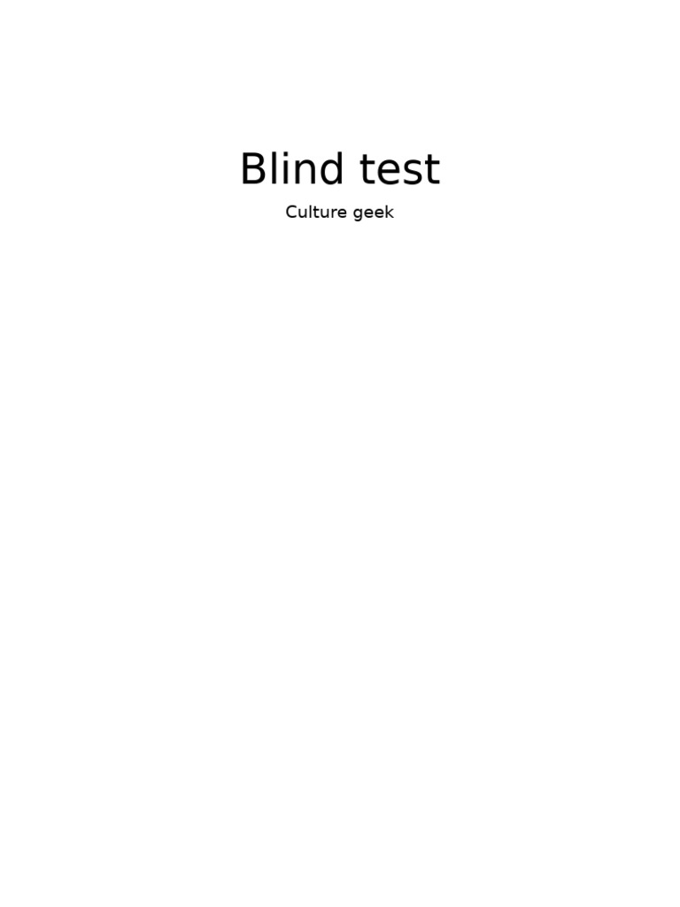 Blind Test: Culture Geek Insights | PDF