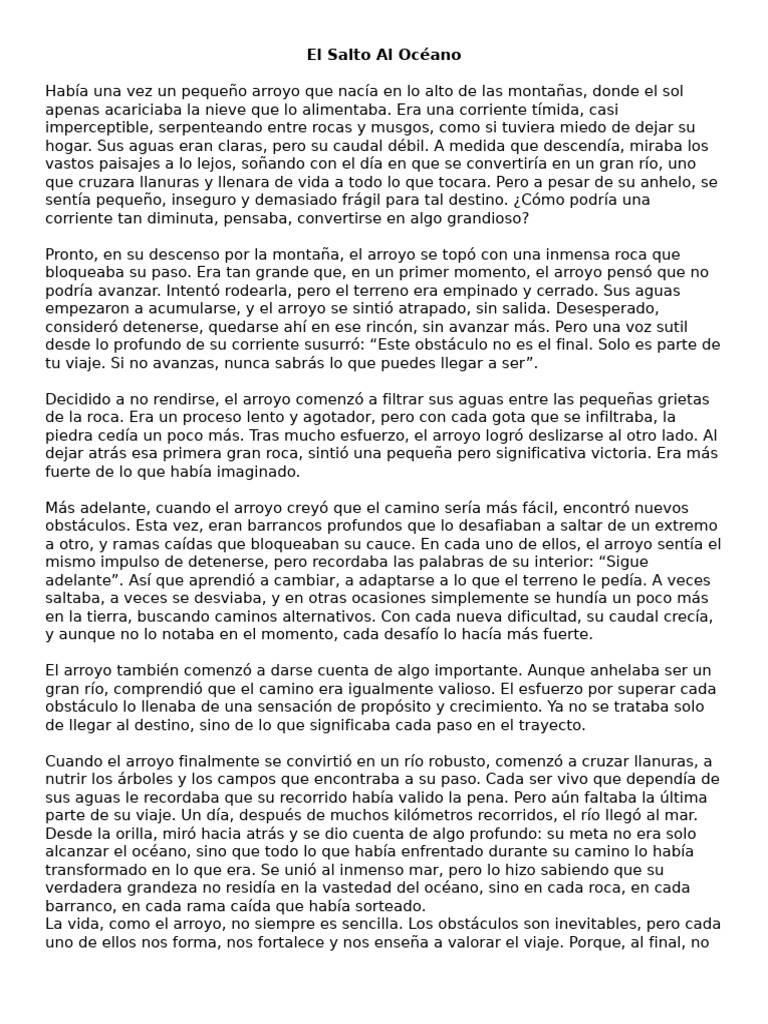 El Salto Al Océano - Cuento Convi 5to | PDF | Río