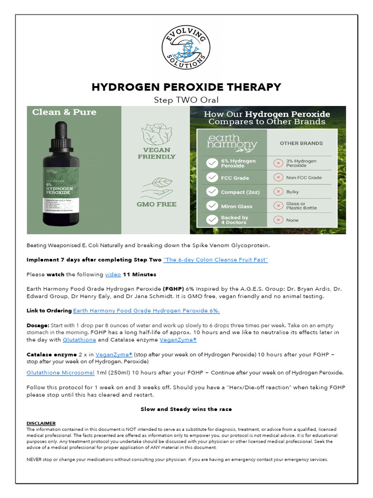 Hydrogen Peroxide Therapy | PDF | Hydrogen Peroxide | Catalase