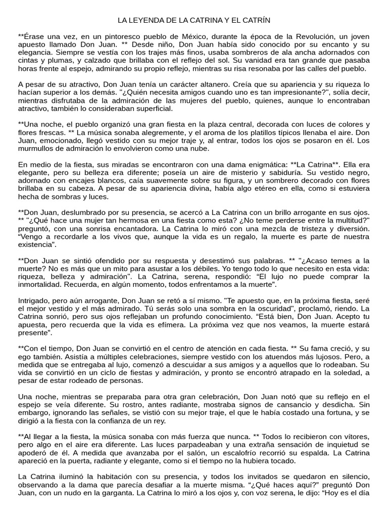 LA LEYENDA DE LA CATRINA Y EL CATRÍN | PDF