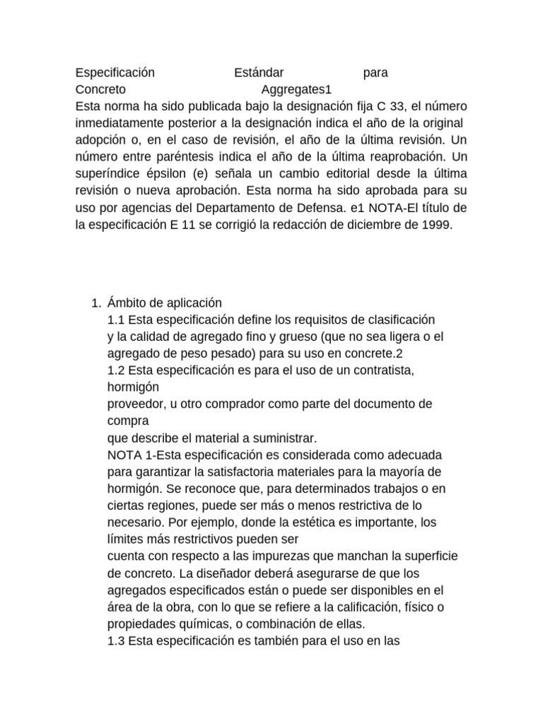 ASTM C33 | PDF | Hormigón | Calcita