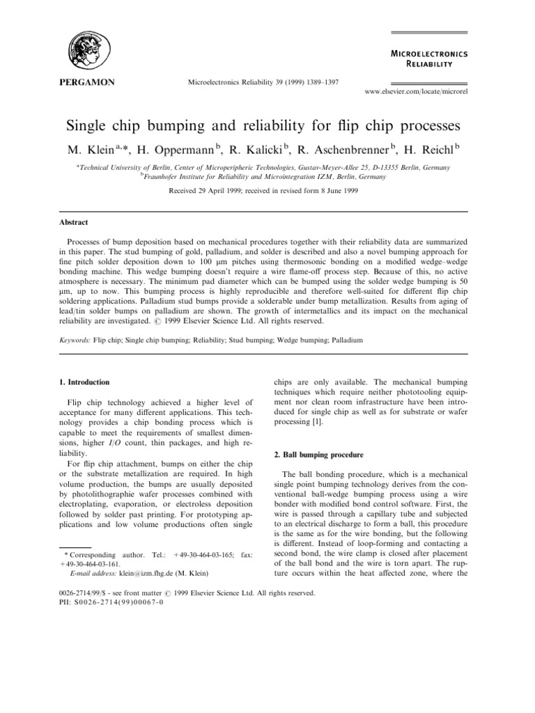 Single Chip Bumping and Reliability For Ip Chip Processes | PDF ...
