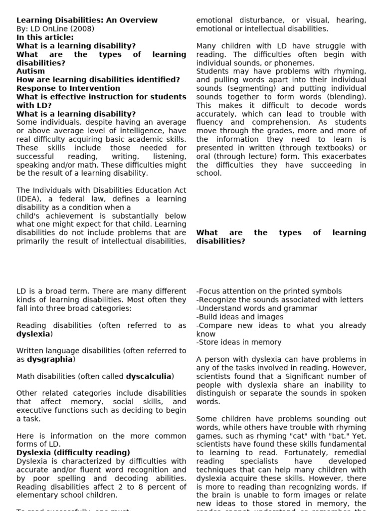 fsie overview | PDF | Learning Disability | Dyslexia