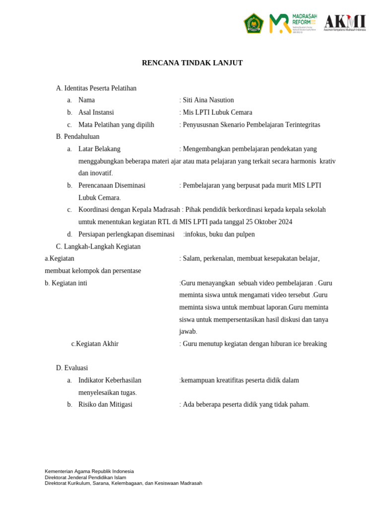 Siti Aina Nasution RTL 2024 | PDF