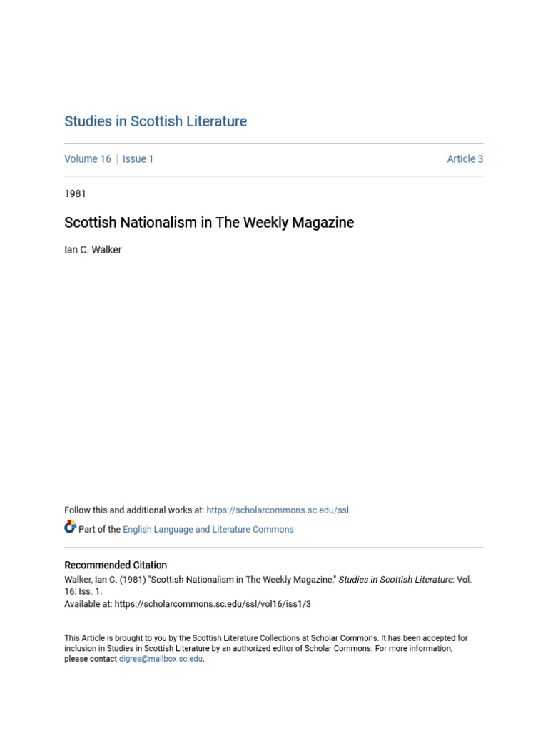 Scottish Nationalism in The Weekly Magazine | PDF | English Language ...