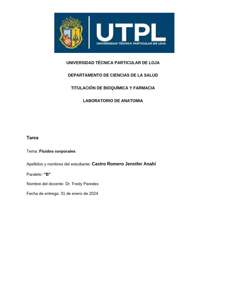 Fluidos Corporales - Anatomia - Utpl | PDF | Sangre | Agua