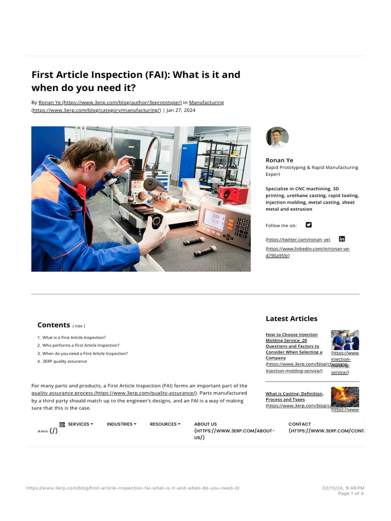 First Article Inspection (FAI) - What Is It and When Do You Need It ...