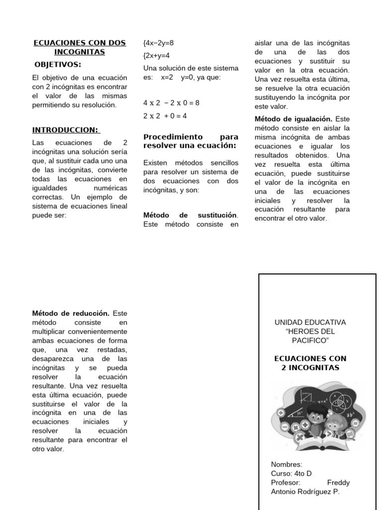 TRIPTICO 2 | PDF | Sistema de ecuaciones lineales | Ecuaciones