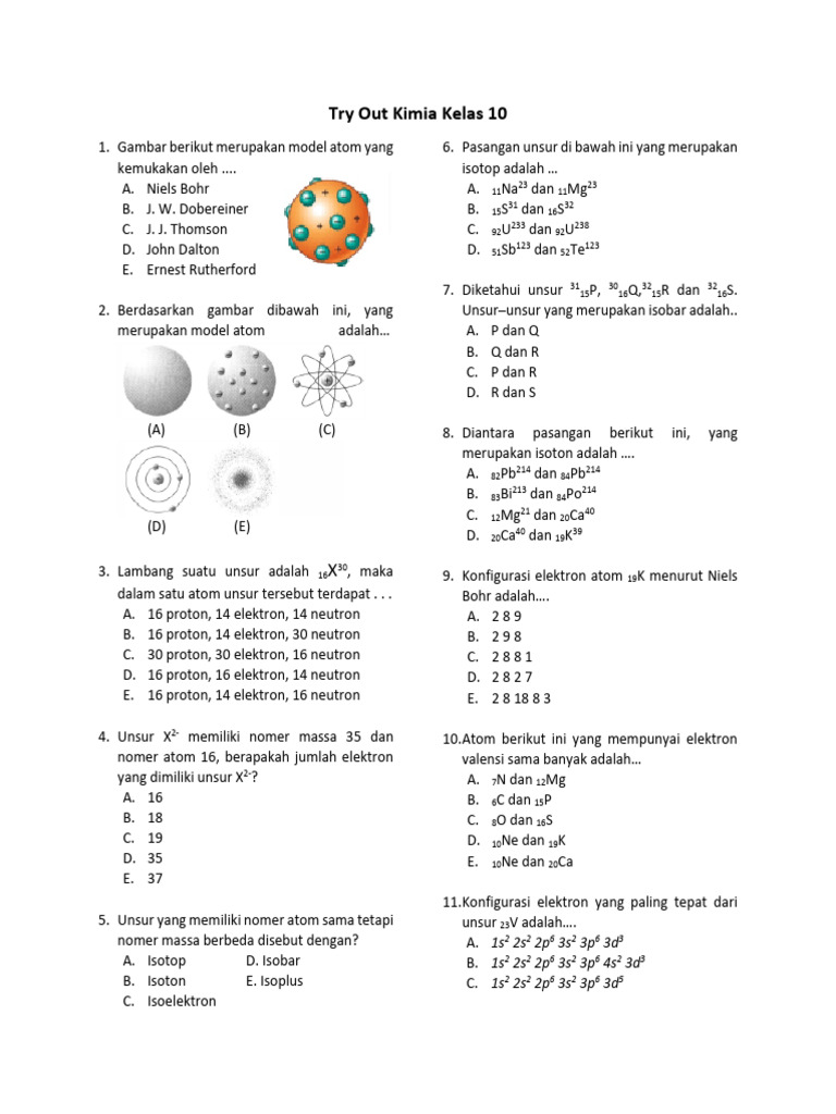 Soal Kimia Kelas 10 | PDF | Sains & Matematika