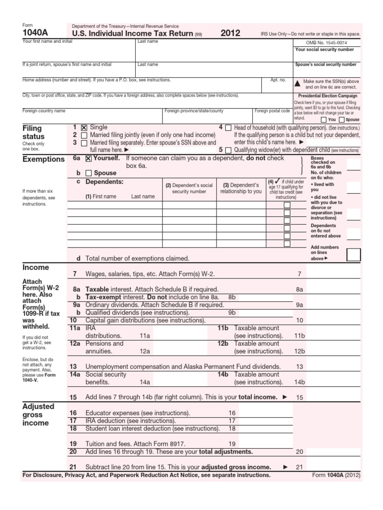 2012 Turbo Tax Return | PDF | Irs Tax Forms | Tax Deduction