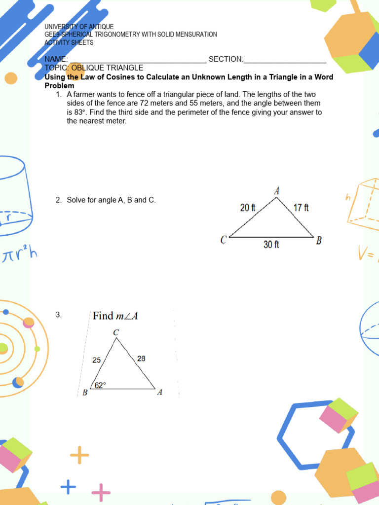 Trigonometry Activity Sheets | PDF