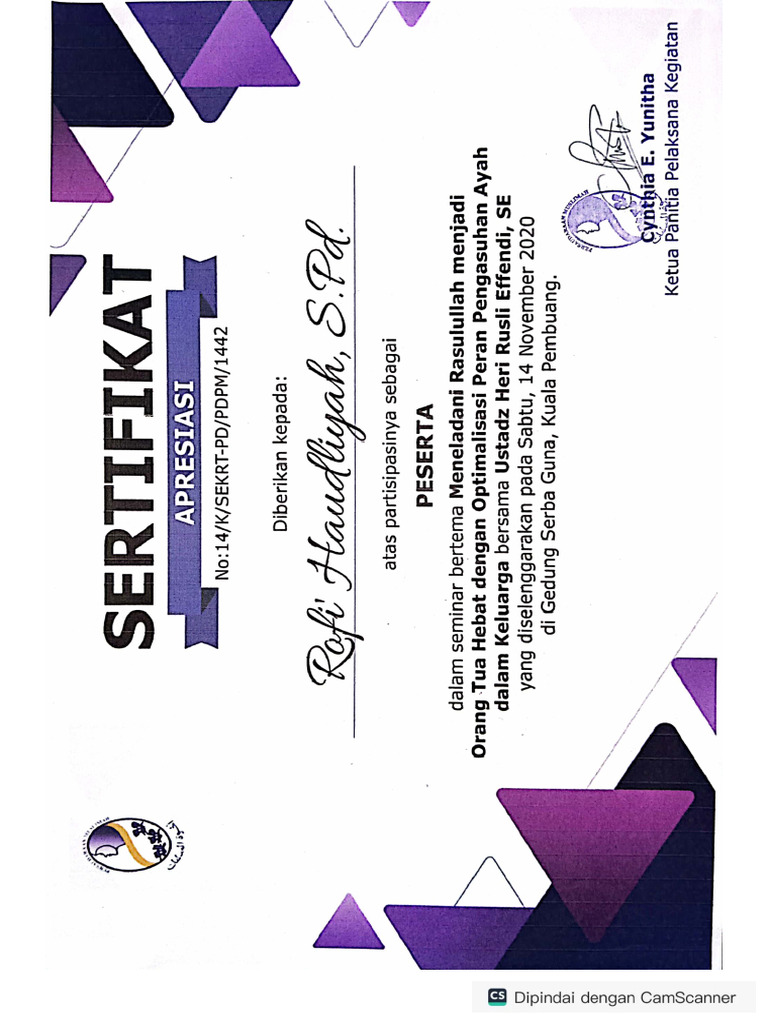Sertifikat Seminar 14 Nop 2020 | PDF Sertifikat Seminar 14 Nop 2020 | PDF