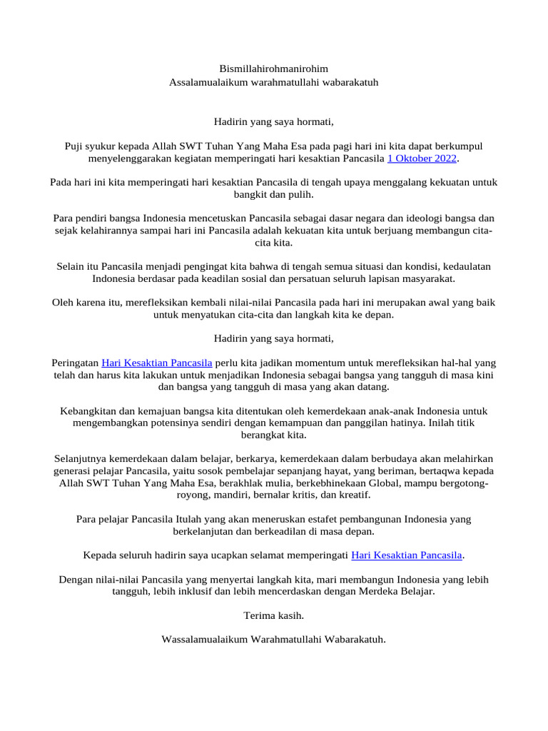 Pidato Kesaktian Pancasila | PDF | Agama & Spiritualitas