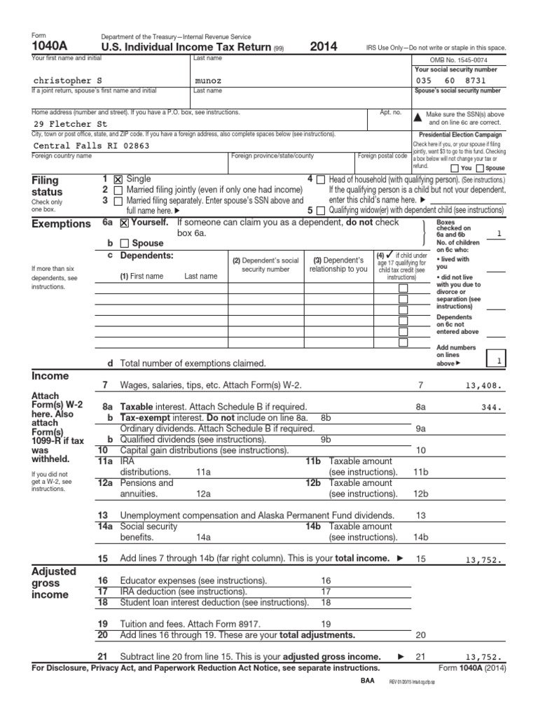 2014TurboTaxReturn | PDF | Irs Tax Forms | Tax Deduction