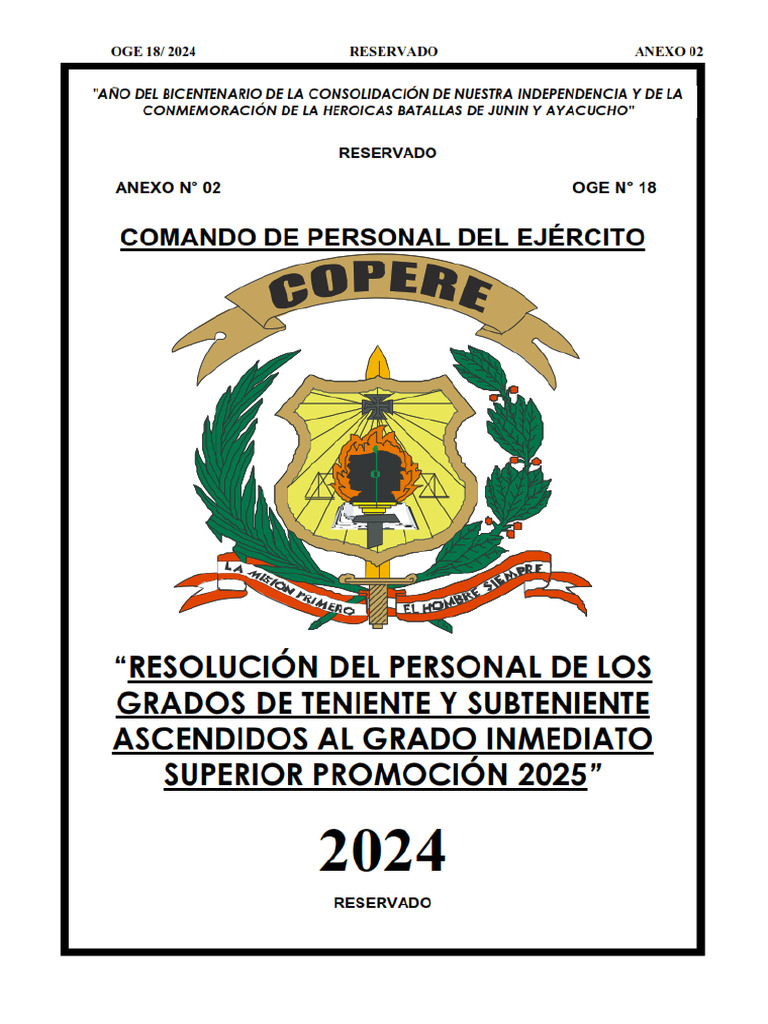 Anexo 02 de La OGE #18 Resolución Del Personal de Los Grados de Teniente y Subteniente ...