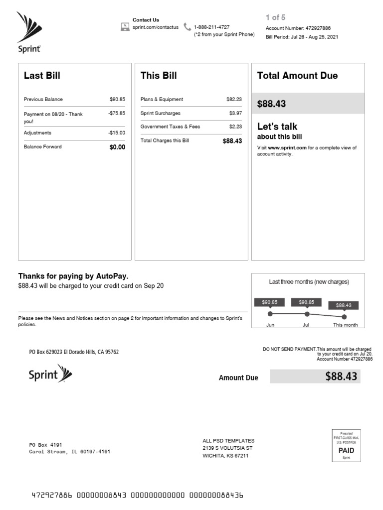 Sprint Bill | PDF | Fee | Credit Card