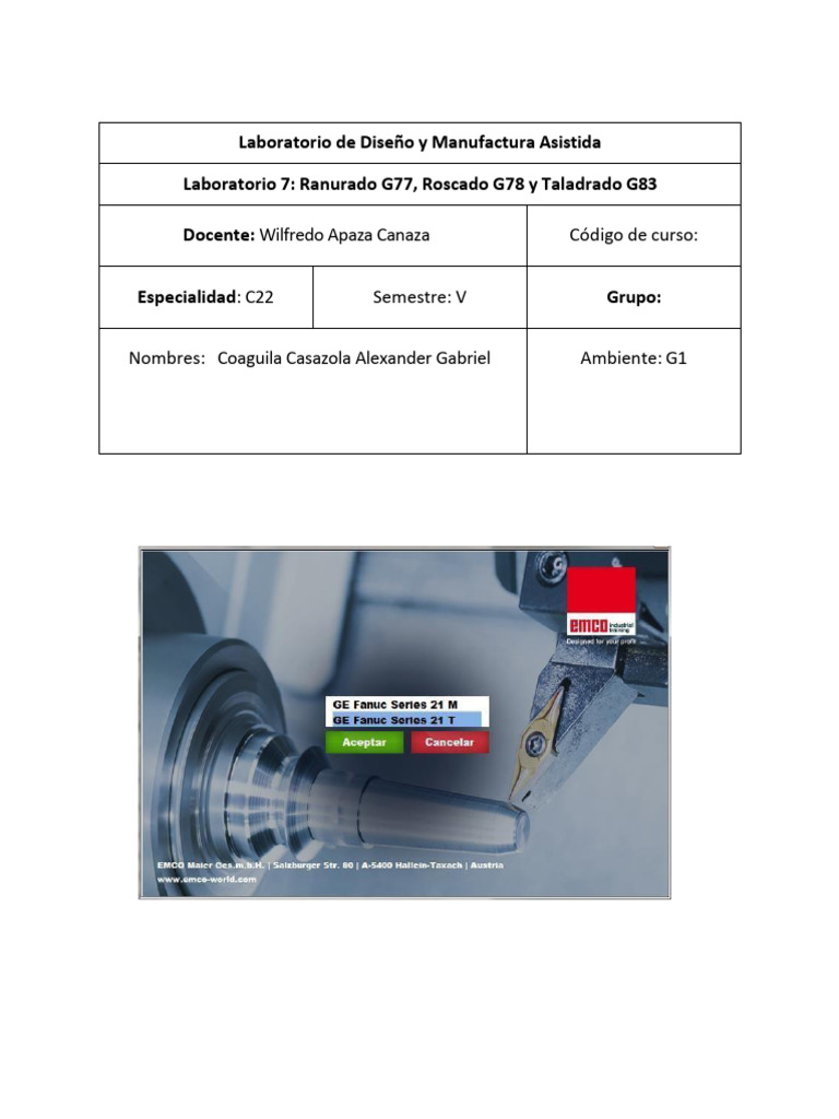 Lab 07 Codigo G77, G78, G83 2024 | PDF | Perforar | Ingeniería mecánica