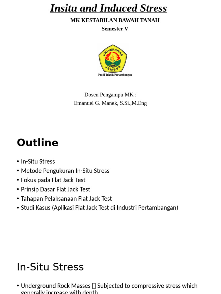Insitu and Induced Stress Metode Flat Jack | PDF | Sains & Matematika
