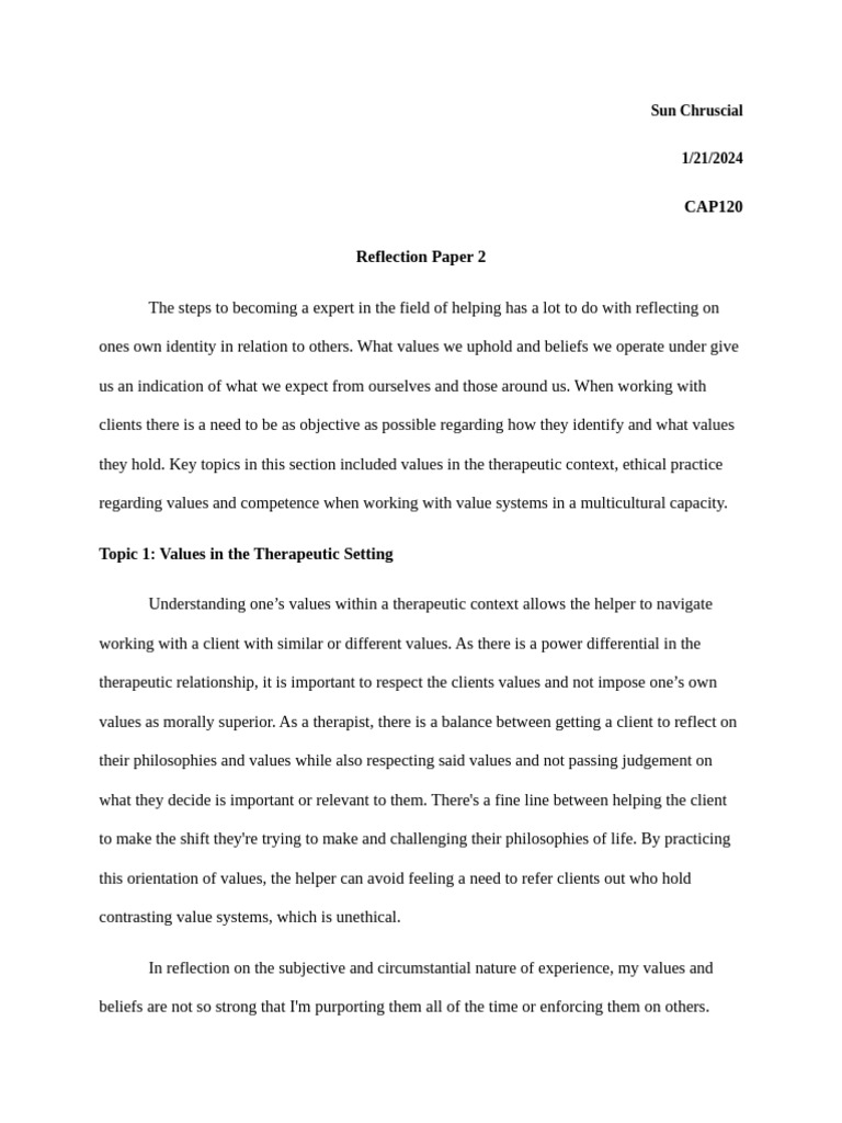 Reflection Paper 2 | PDF | Identity (Social Science) | Cognition