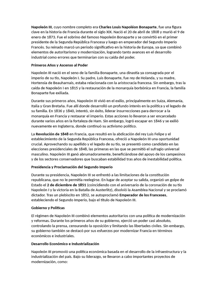 Napoleón Tercero Sus | PDF | Guerra Franco Prusiana | Napoleón