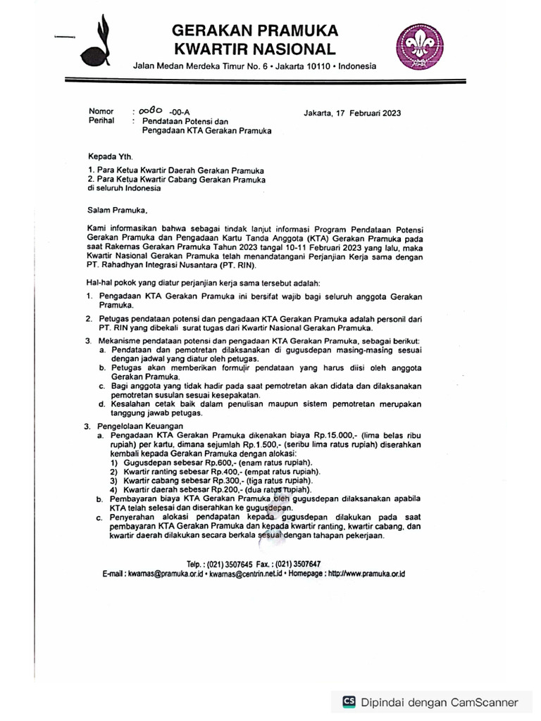 Surat Pembuatan Kta Pramuka | PDF