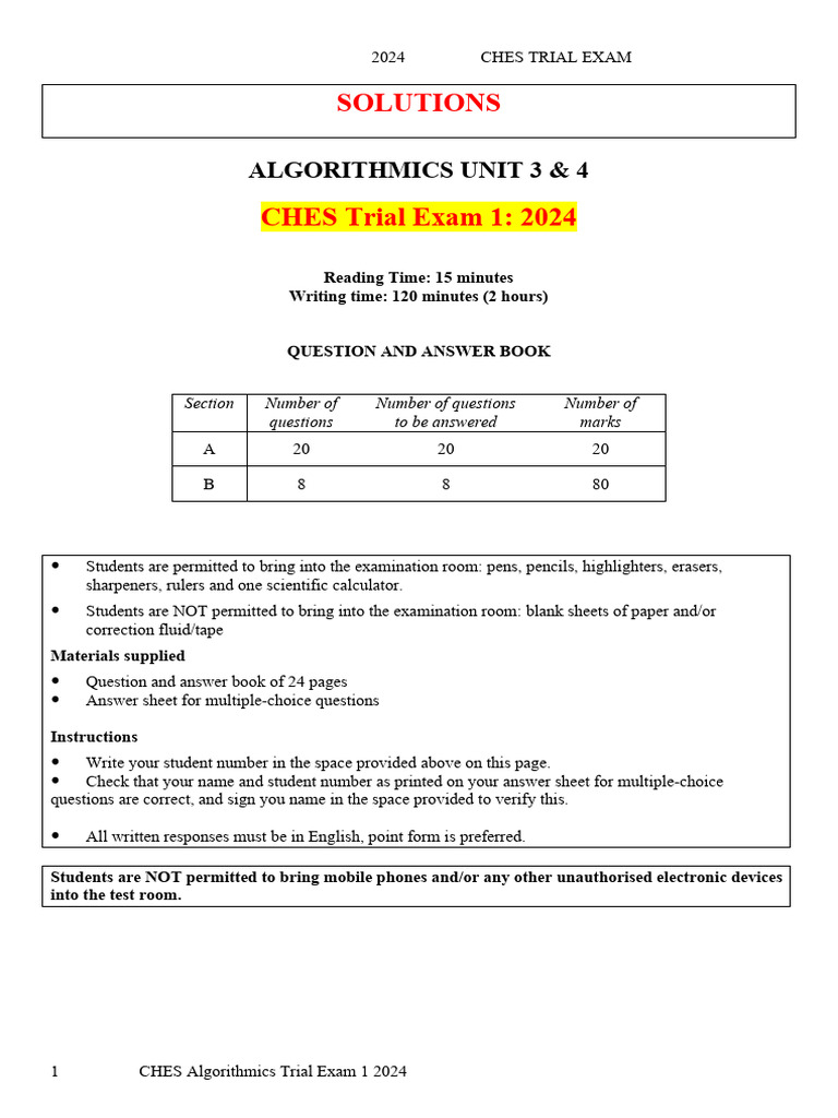 2024_PractiseExam1 SOLUTIONS | PDF | Time Complexity | Vertex (Graph Theory)