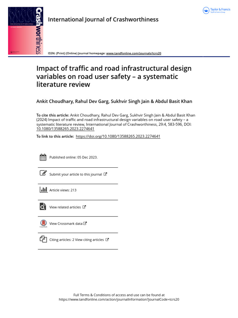 Impact of Traffic and Road Infrastructural Design Variables On Road ...