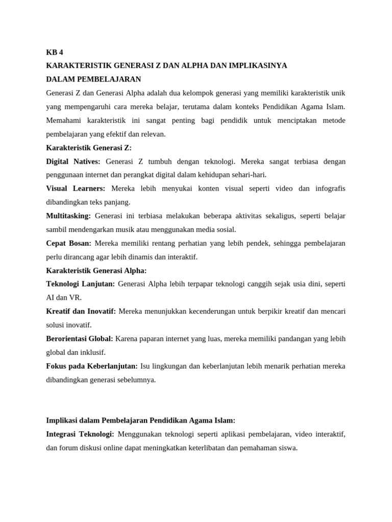 Karakteristik Generasi Z Dan Alpha Dan Implikasinya | PDF | Ilmu Sosial
