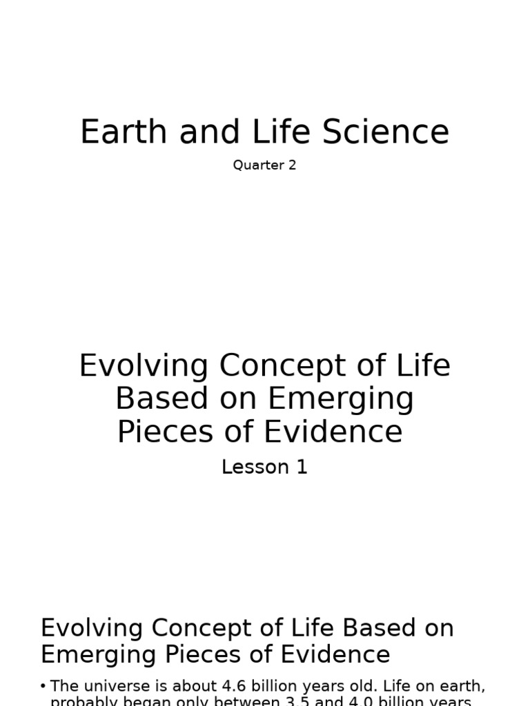 Lesson 1 Evolving Concept of Life Based On Pieces of Evidences | PDF ...