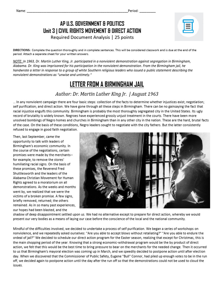 Letter From Birmingham Jail | PDF | Martin Luther King Jr.