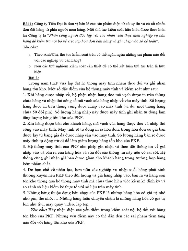 2024 Bài Tập KSNB | PDF