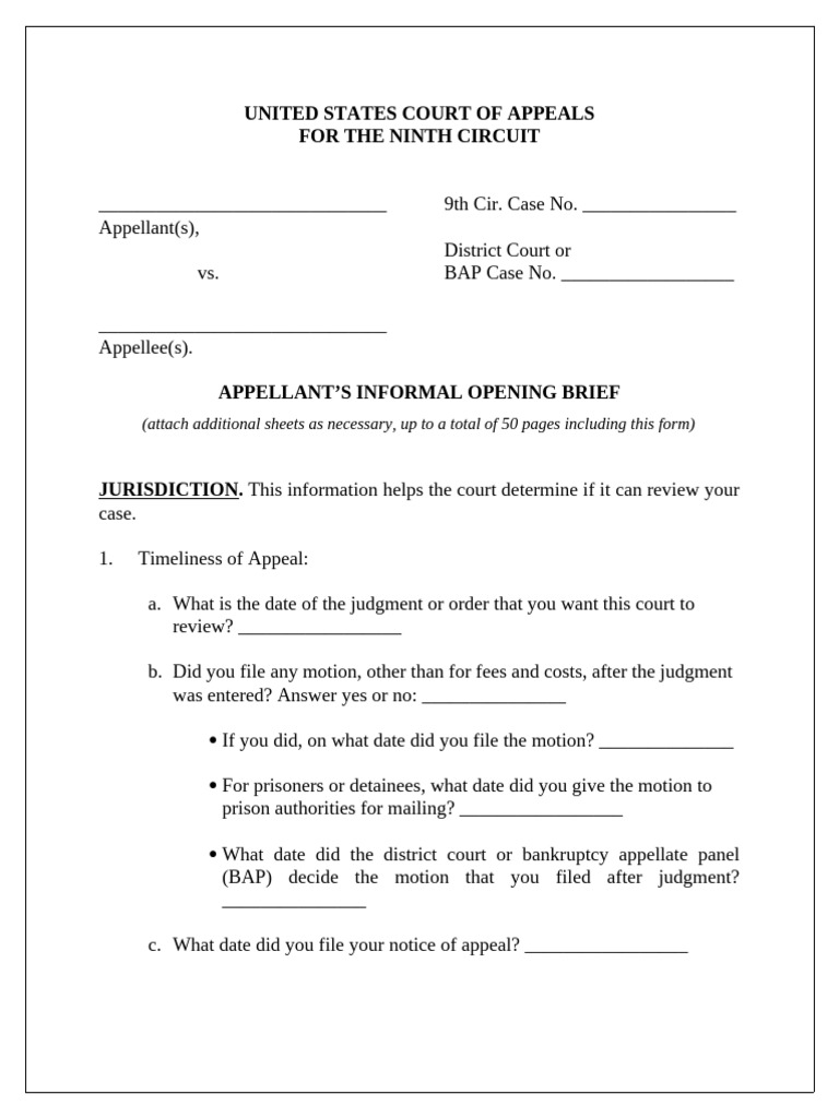 9th Circuit Appellant's Opening Brief | PDF | Appeal | United States ...