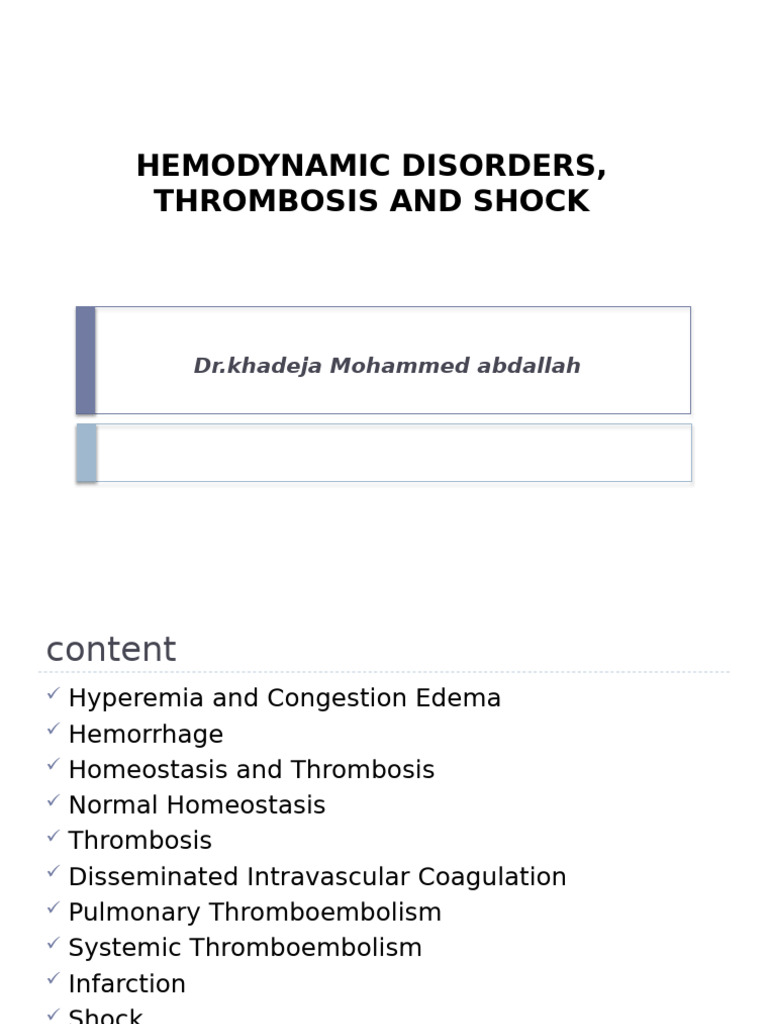 Hemodynamic Disorders, Thrombosis and Shock | PDF | Platelet | Shock ...