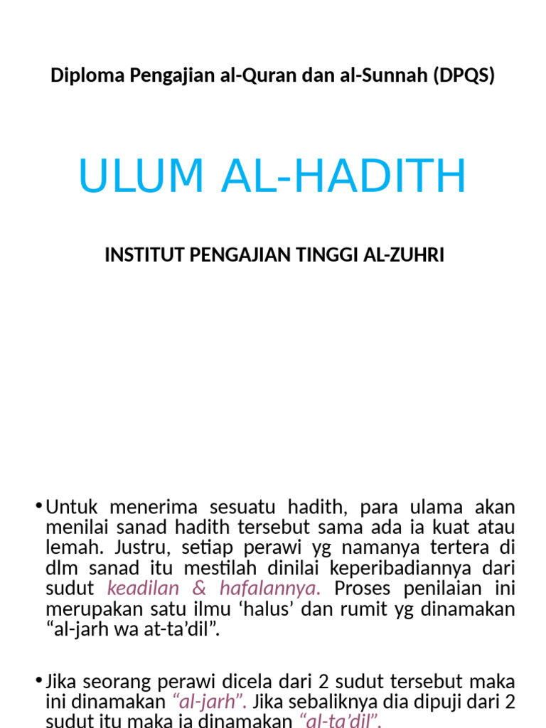 Ulum Al-Hadith Dpqs - Sesi 3 | PDF