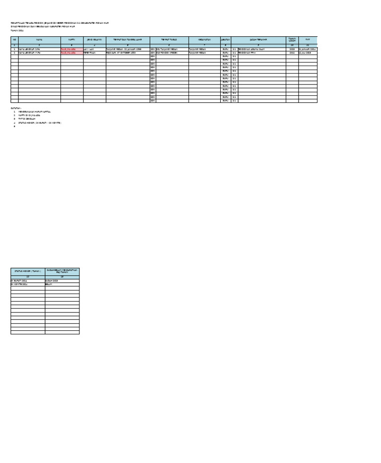 Format Data Non Asn Guru Tahun 2024 | PDF