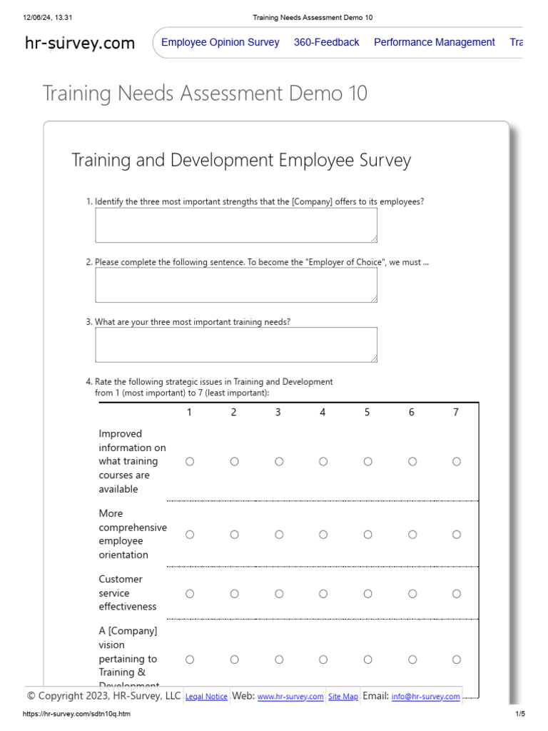 Training Needs Assessment Survey Guide | PDF | Needs Assessment ...
