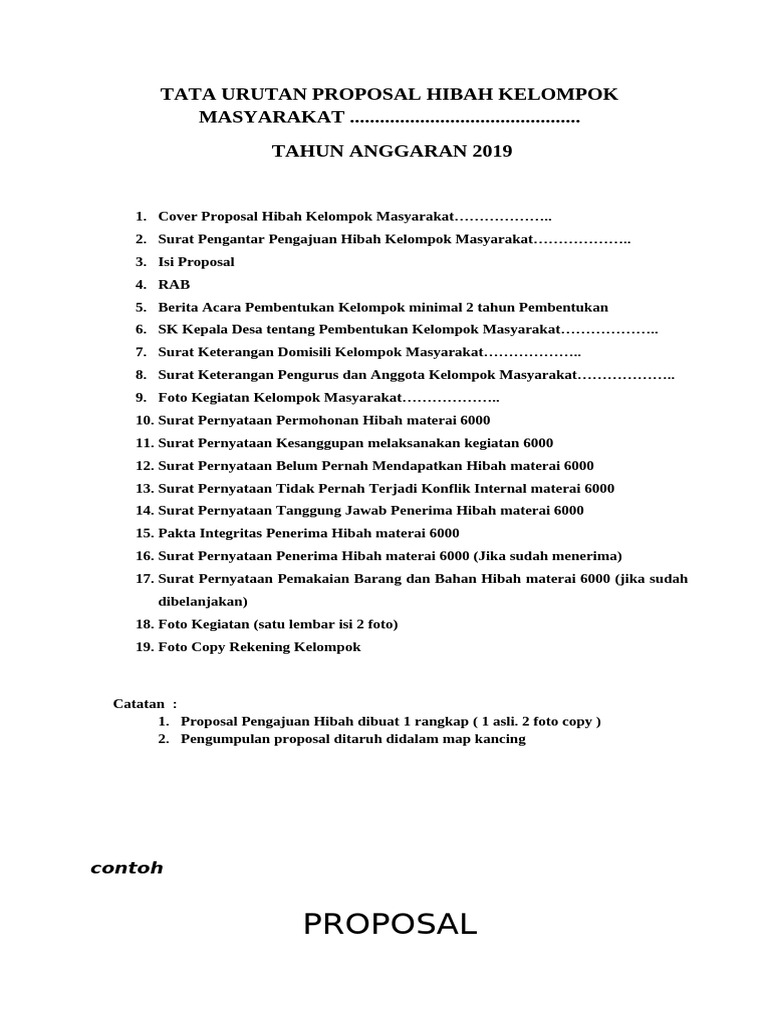 Panduan Proposal Hibah Pokmas 2019 | PDF