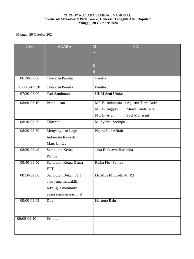 Rundown Seminar Nasional 2024 Final | PDF