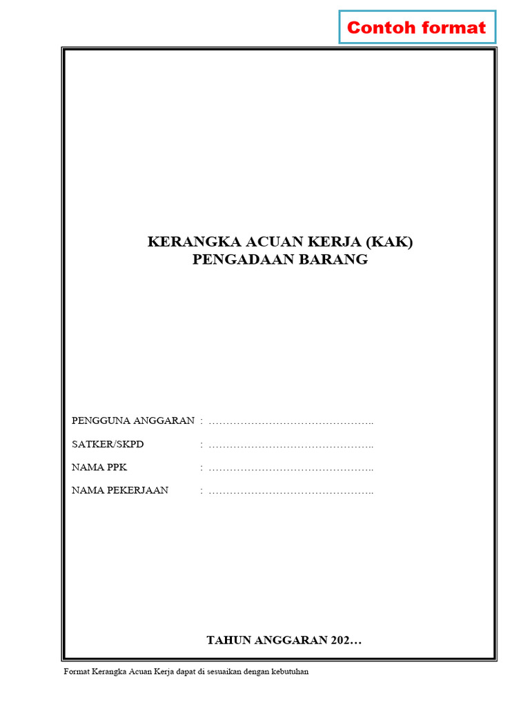 Contoh - Format - KAK (Barang) | PDF