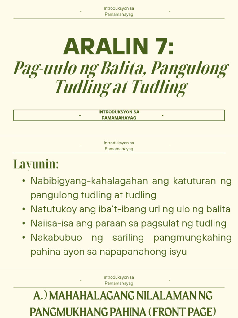 Pamamahayag Aralin 7 | PDF