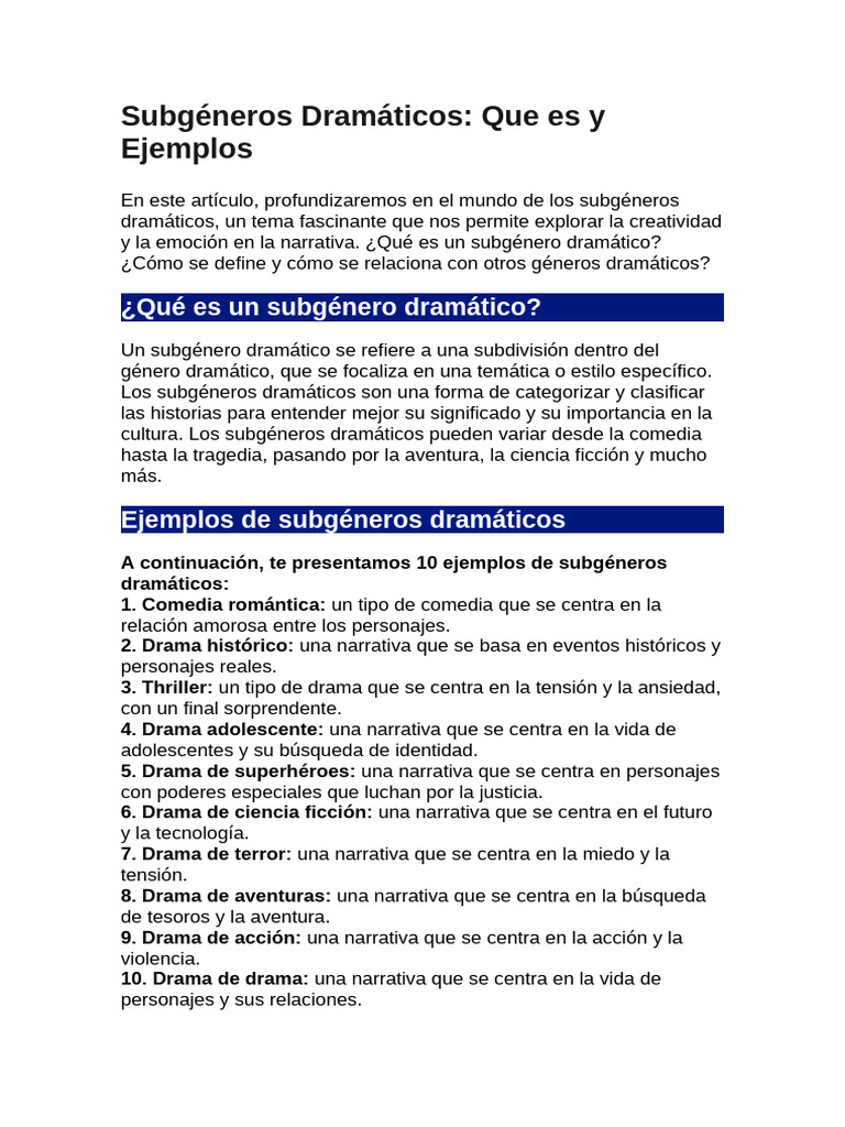 Subgéneros Dramáticos | PDF | Teatro | Género