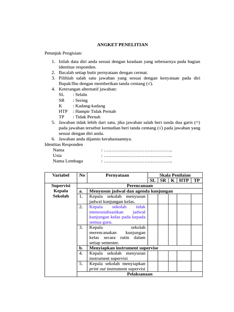 Angket Penelitian | PDF