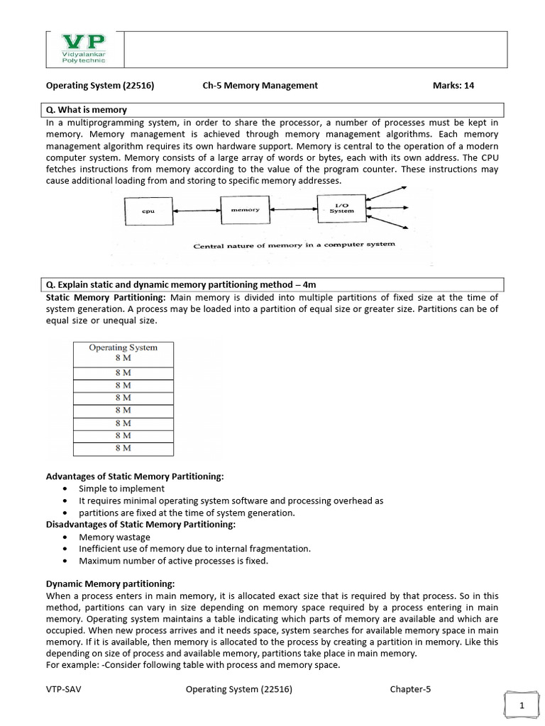 OPS-Chapter-5-Memory Management | PDF | Computer Data Storage | Process (Computing)