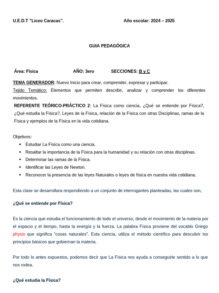 Guia La Fisica Como Ciencia 2024 | PDF | Física | Fuerza