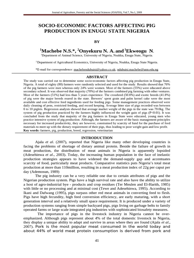 Socio-Economic Factors in Pig Farming | PDF | Pig | Agriculture