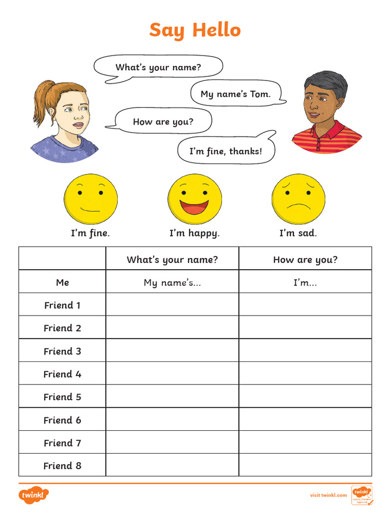 Say Hello Worksheet | PDF | Poetry | Lifestyle