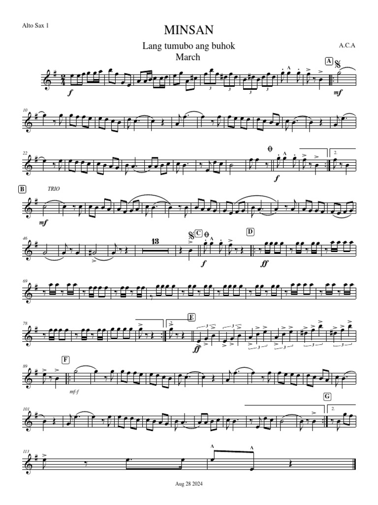 Alto Saxophone Sheet Music Guide | PDF