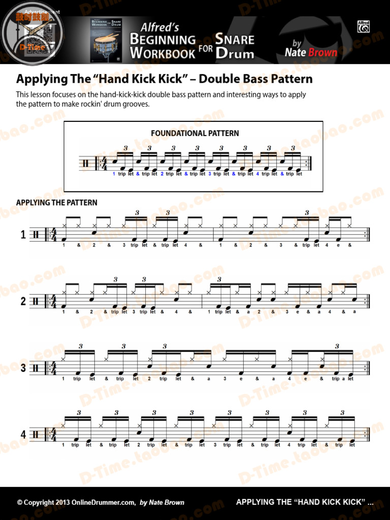 Applying The Hand Kick Kick Double Bass Pattern | PDF