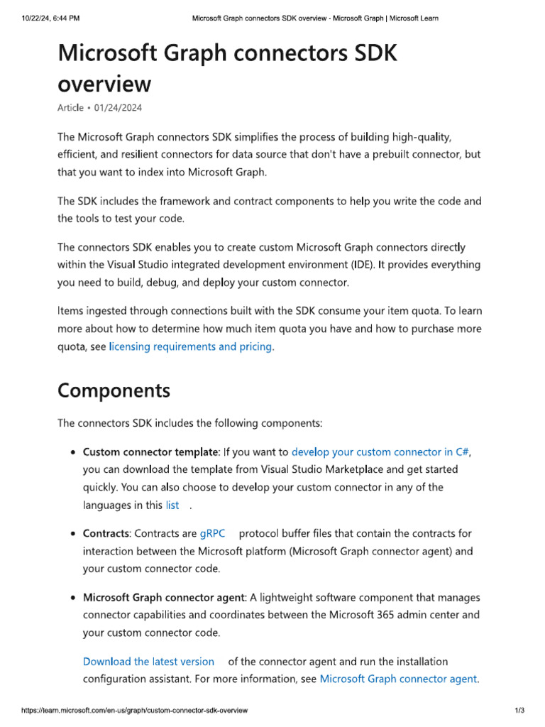 Microsoft Graph Connectors SDK Overview | PDF Microsoft Graph Connectors SDK Overview | PDF