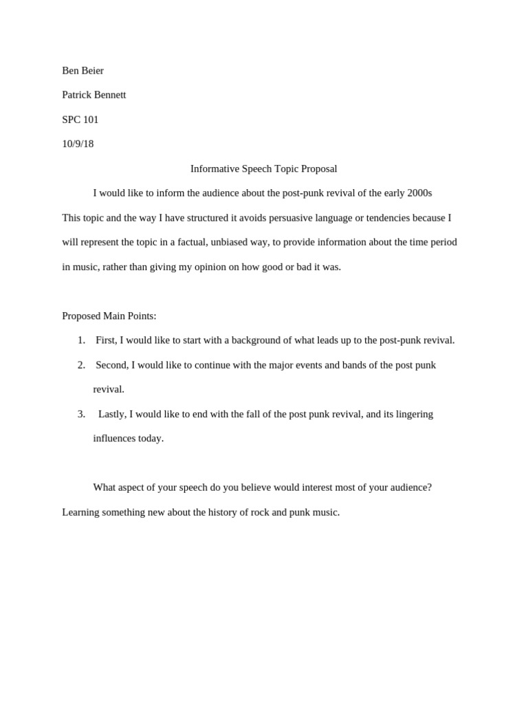 Informative Speech Proposal | PDF | History